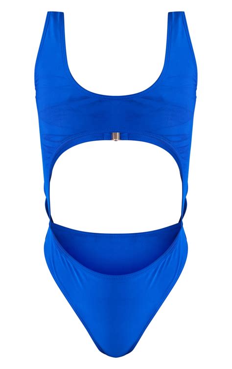 Royal Blue High Leg Cut Out Swimsuit Swimwear Prettylittlething