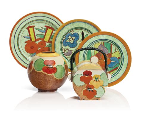 A Group Of Clarice Cliff Decorative Wares Second Quarter 20th Century Various Black Printed