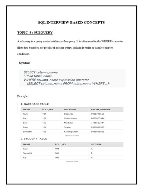 Sql Subquery Pdf