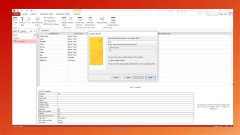 Access Design View Lookup Wizard Youtube