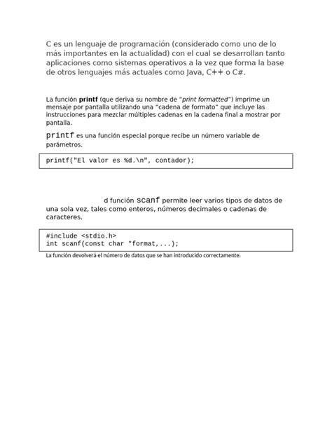 C Es Un Lenguaje De Programación Pdf