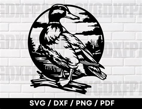 Mallard Scene Png Dxf Svg Wild Duck Svg Mallard Clipart Duck Png Dxf File For Plasma Cut
