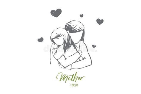 Значок мамы и младенца Сердце план Иллюстрация вектора иллюстрации насчитывающей зажим семья