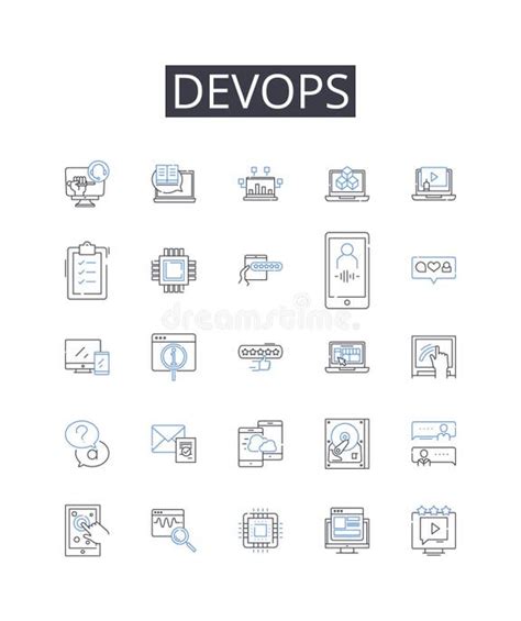 Devops Line Icons Collection Agile Development Cloud Computing