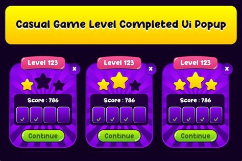 Premium Vector Game UI Popup Level Completed Window Of Graphical User Interface GUI To Build