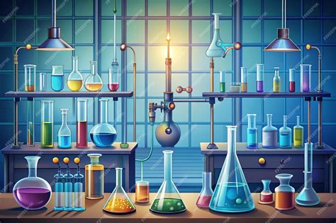 Illustrated Chemistry Lab Background For Educational Designs Premium
