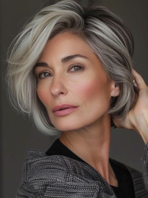 Short Grey Human Hair Wigs Monofilament 8 Bobs Wigs