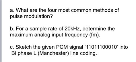 Solved A What Are The Four Most Common Methods Of Pulse
