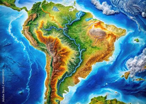 Vibrant Highly Detailed Physical Map Of South America Showcases