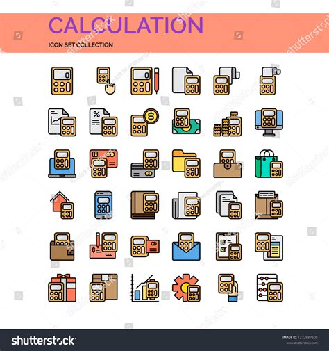 Calculation Icons Set Ui Pixel Perfect Stock Vector Royalty Free Shutterstock