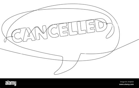 One Continuous Line Of Speech Bubble With Cancelled Text Thin Line