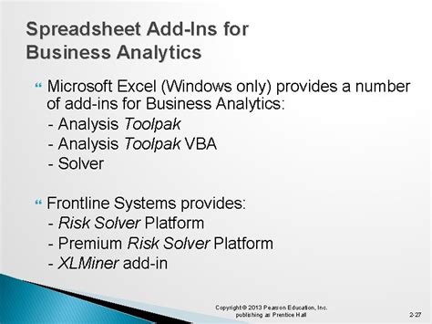 Chapter 2 Analytics On Spreadsheets Business Analytics Methods