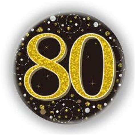 90th Sparkling Fizz Black And Gold Badge 75mm