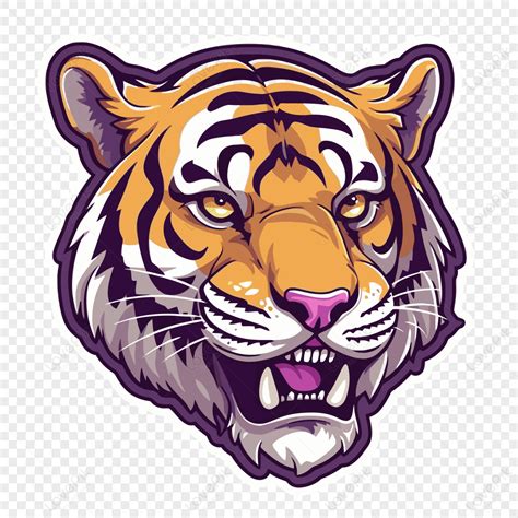 만화 호랑이 머리 스티커 고화질 디자인상표 Png 일러스트 무료 다운로드 Lovepik
