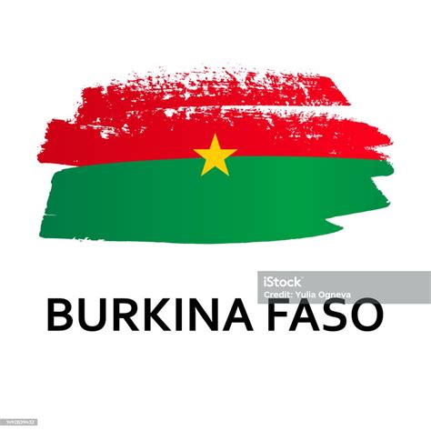 국가 상징 부르키나파소의 국기는 흰색 배경에 분리되어 있습니다 손으로 그린 그림입니다 플랫 스타일 고풍스런에 대한 스톡 벡터