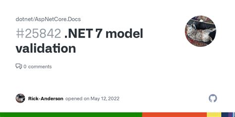 Net 7 Model Validation · Issue 25842 · Dotnet Aspnetcore Docs · Github