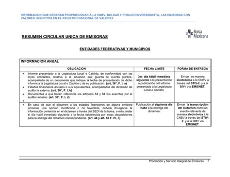 Informacion Que DeberÁn Proporcionar A La Cnbv