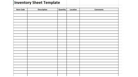Inventory Sheet Excel Template