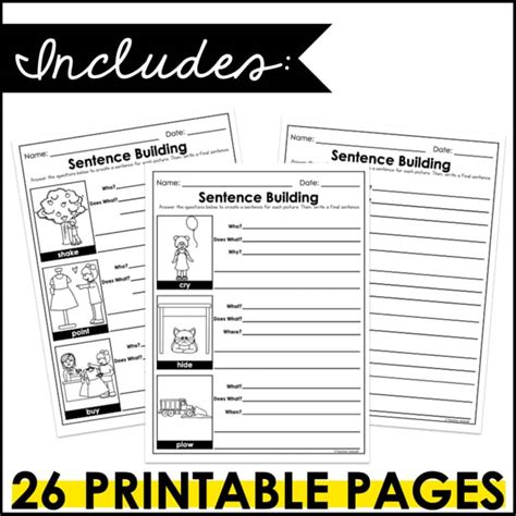 Sentence Structure Sentence Building Action Verbs Naming And Telling