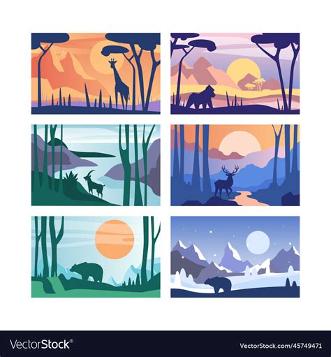 Nature Scene And Landscape View With Trees Vector Image