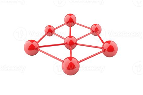A Red Spherical Molecular Structure Connected By Lines Illustrating A Network Or Bonding