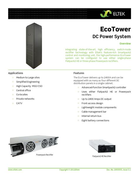 Eltek Ecotower Systems Data Sheet Pdf Rectifier Alternating Current