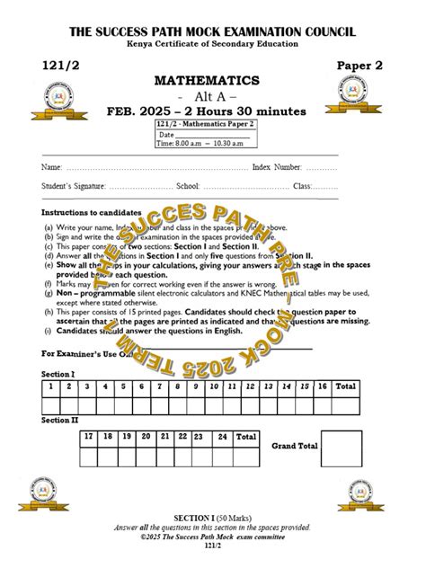 Pre Mock Mathematics Pp2 Qs 2025 Pdf Circle Equations