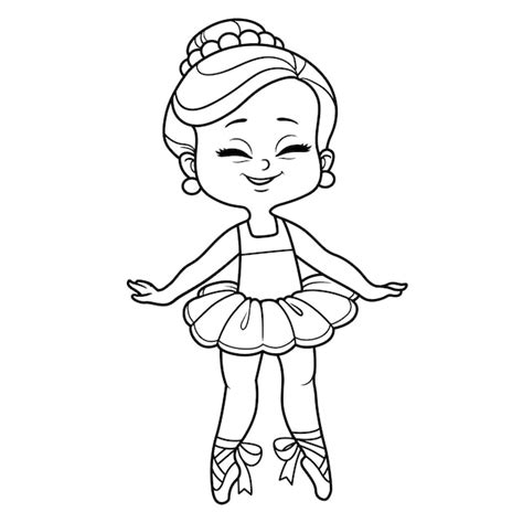 Premium Vector Cute Cartoon Ballerina Girl Dancing Outlined For Coloring Isolated On A White