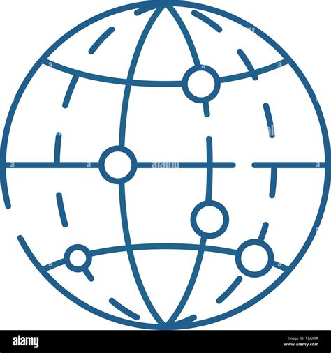 Global Data Encryption Line Icon Concept Global Data Encryption Flat