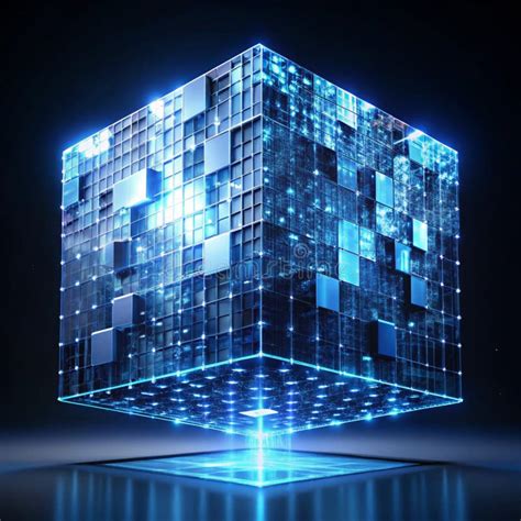 Glowing 3d Cube With Floating Data Stream Effect Stock Illustration Illustration Of White