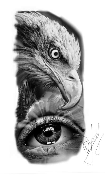 Eagle Tattoo Realistic Black And Grey Design Eagle Tattoo White