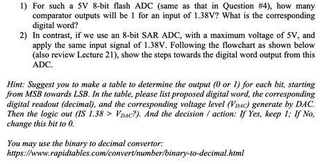 Solved For Such A V Bit Flash ADC Same As That In Chegg