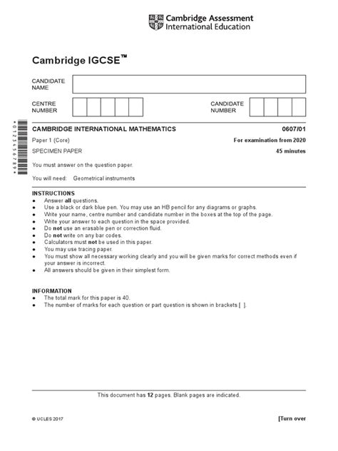 Cambridge Igcse Mathematics Paper 1 Pdf Area Euclidean Geometry