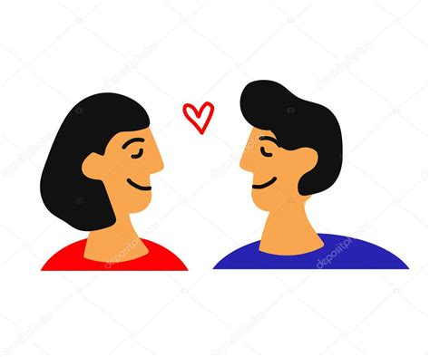 Hombre Y Mujer Una Pareja Amorosa Y Un Corazón Dibujos Animados