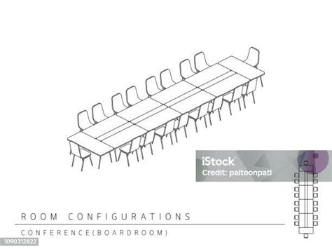 회의 룸 설치 레이아웃 구성 회의 회의실 스타일 관점 상위 뷰 그림 개요 흑백 색상으로 3d 0명에 대한 스톡 벡터 아트 및 기타 이미지 Istock