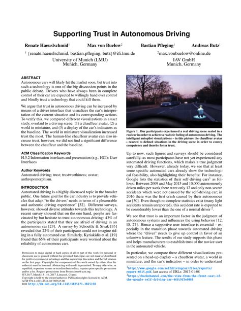 Pdf Supporting Trust In Autonomous Driving