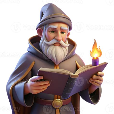 Stunning Contemporary A Wise Old Wizard Reading A Spellbook Warm
