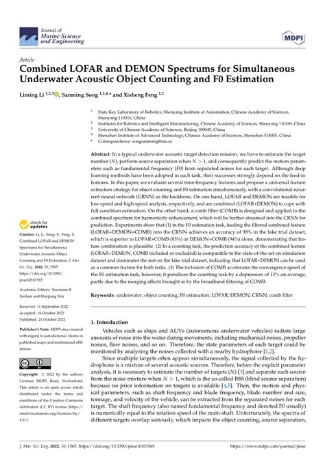 Pdf Combined Lofar And Demon Spectrums For Simultaneous Underwater
