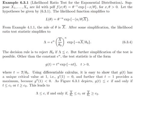 Solved Example Likelihood Ratio Test For The Chegg