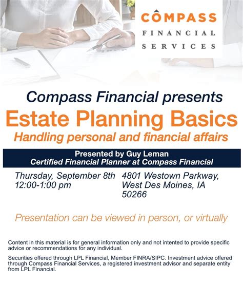 Estate Planning Basics In Person Event Compass Financial Services
