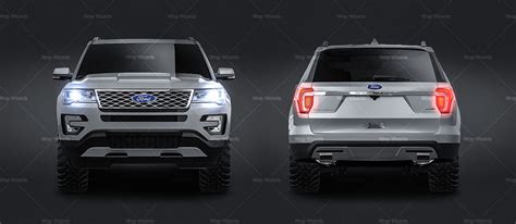 Ford Explorer 2016 Glossy Finish All Sides Car Mockup Template Psd Wrap