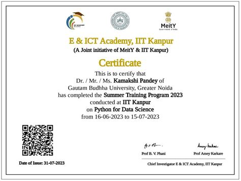 Kamakshi Pandey On Linkedin Iitkanpur Summertraining Eandictacademy