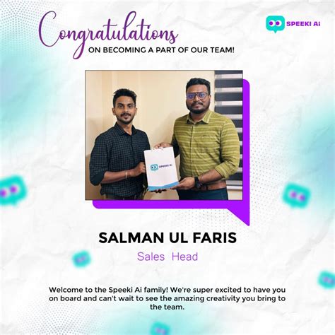 Were Excited To Welcome Salman Ul Faris As Our Sales Head Of Speeki Ai