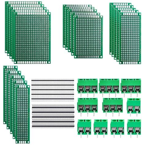 Dual Side Prototype Pcb Board Kit 5 0mm Screw Terminal Blocks 2 54mm Pin Header Strip 40pcs