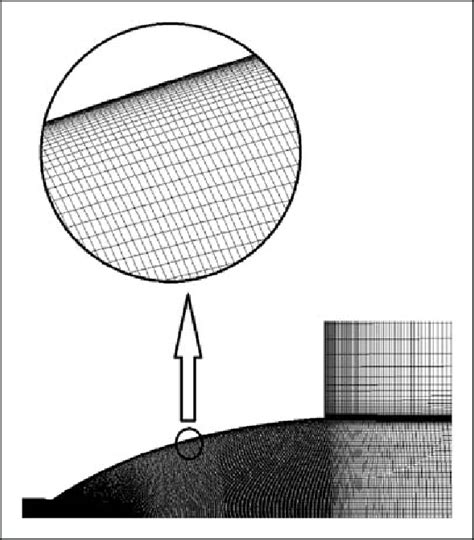 the grid with 95 400 computational cells and nozzle wall close up view