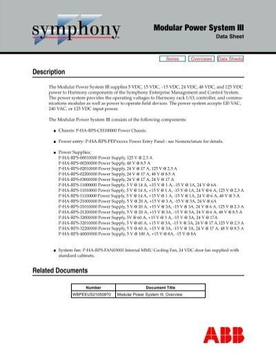Modular Power System Mps Iii Data Sheet Abb Solutionsbank