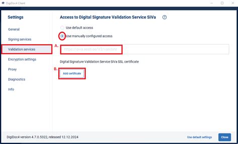 configuring the siva validation service in the digidoc4 application id ee