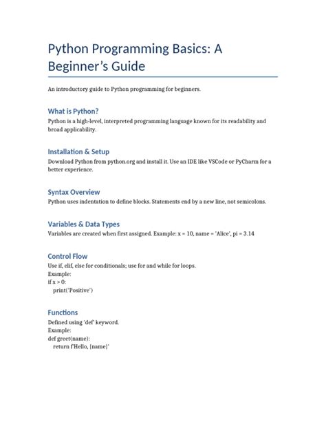 Python Programming Basics Guide Pdf
