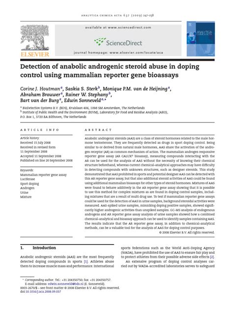 Houtman Et Al 2009 Aas Detection Reporter Gene Bioassay Pdf