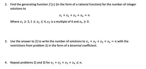 Solved 2 Find The Generating Function F X In The Form Of